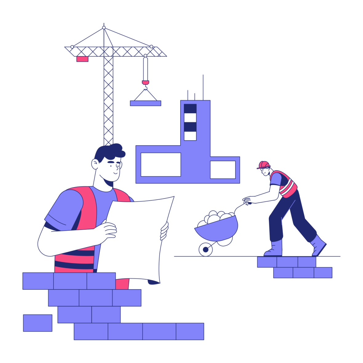 Construction Process animated Illustrations - Premium Lottie/JSON Library
