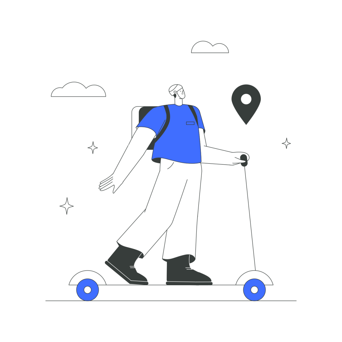Kick Scooter Delivery animated Illustrations - Premium Lottie/JSON Library