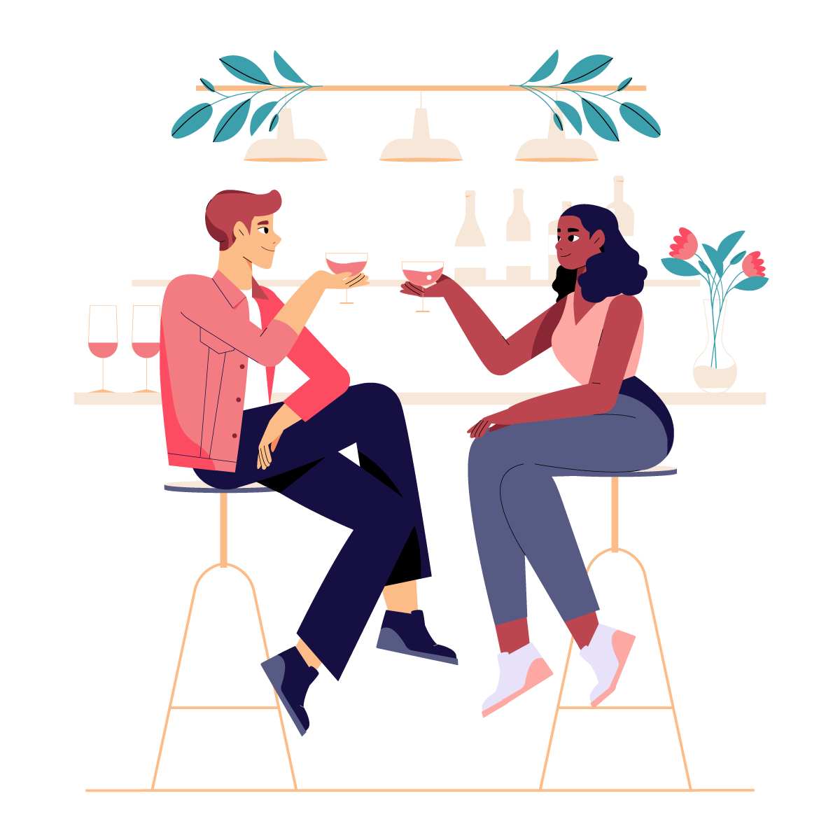 Dinner Date Animated Illustrations | Creattie