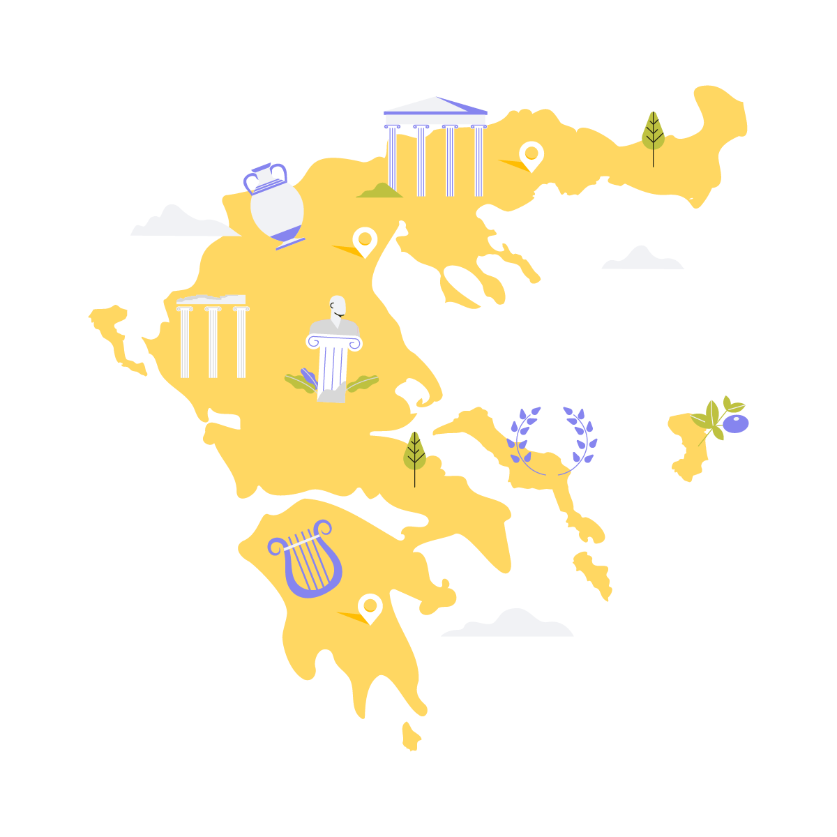 Greece Map Animated Illustrations | Creattie
