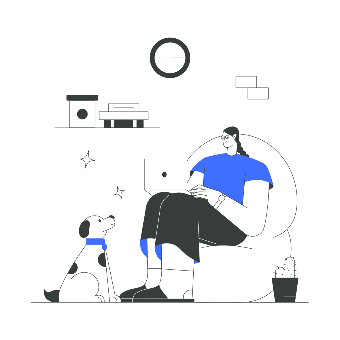 Working Comfortably Animated Illustrations | Creattie