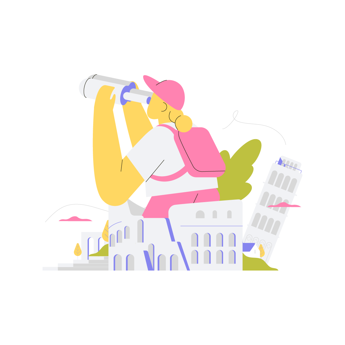 Italy Sightseeing Animated Illustrations | Creattie