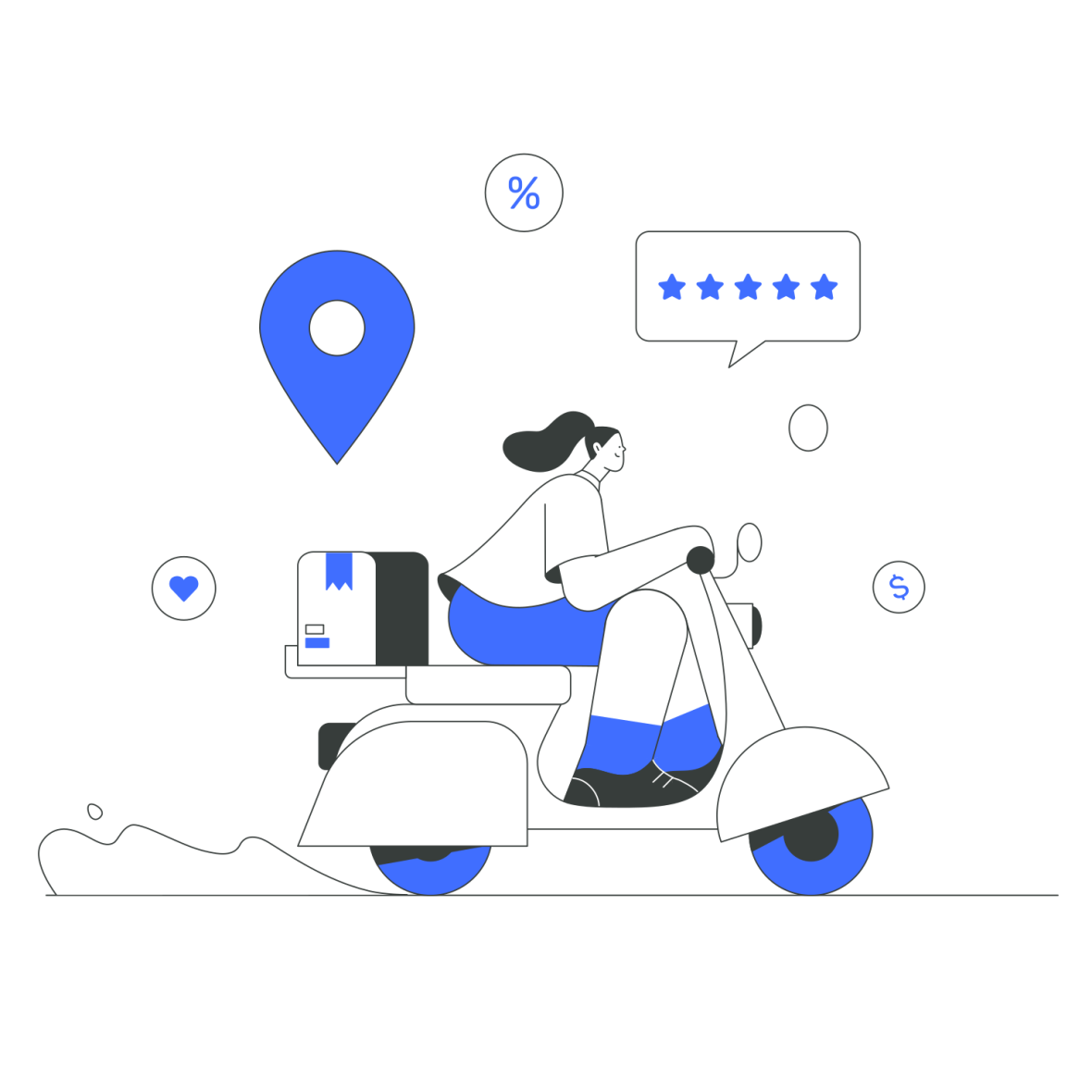 Download Motor Scooter Delivery animation in Lottie JSON