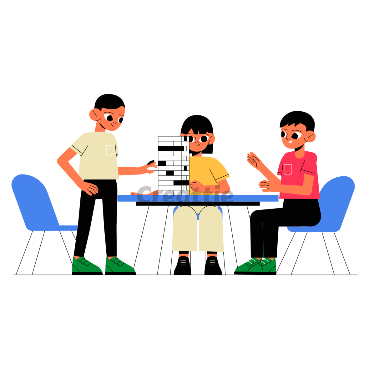 Download Children Playing Jenga Illustration in SVG & PNG